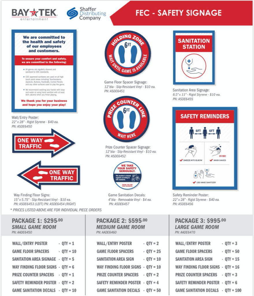 Shaffer, Bay Tek Offer FEC Safety Signage - Shaffer Distributing